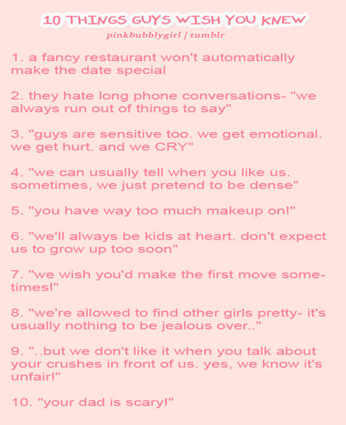 Things Guys Wish Girls Knew Things Guys Wish Girls Knew