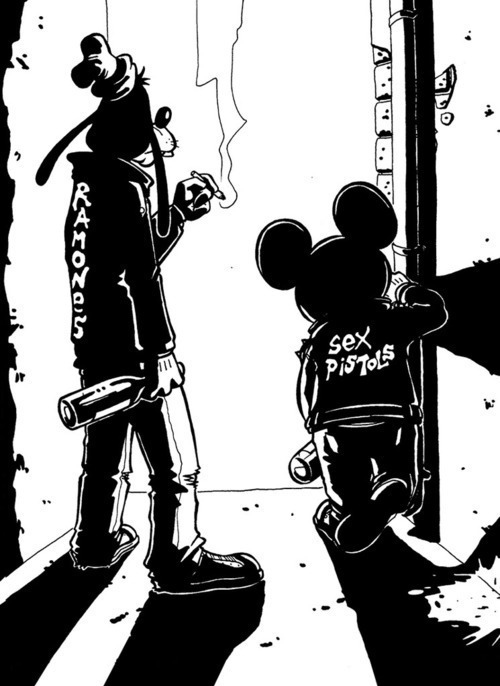 Cigarette Cool Disney Illustration Mickey Punk Image 102242 On